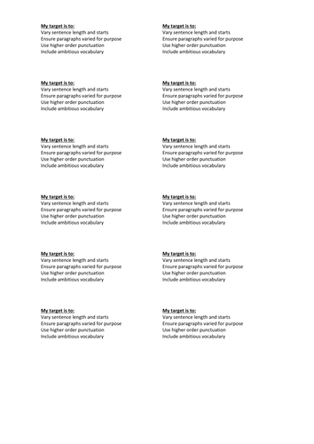 writing targets | Teaching Resources