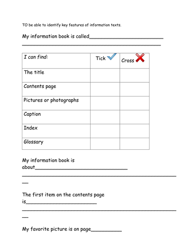 Identifying features of information texts | Teaching Resources