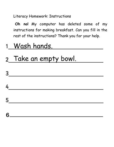 Muddled up instructions- breakfast | Teaching Resources