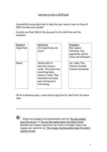 Using descriptive adjectives | Teaching Resources