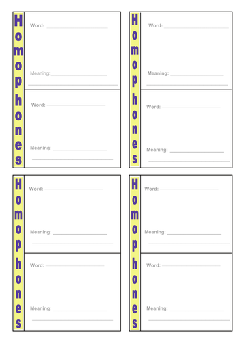 Homophones - Flash Cards | Teaching Resources