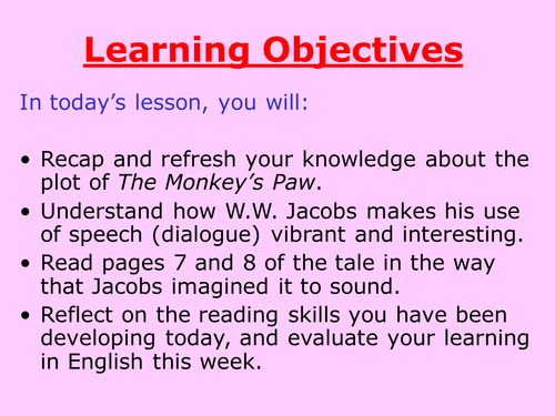 The Monkey's Paw - Full lesson PP Lesson 5 | Teaching Resources