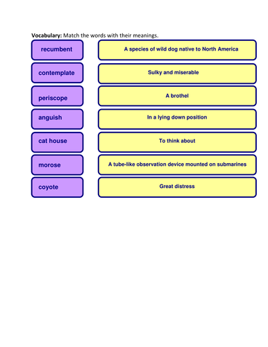 Of Mice and Men vocab Section 1 | Teaching Resources