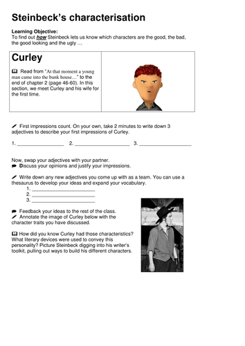 Of Mice and Men - Steinbeck's Characterisation | Teaching Resources