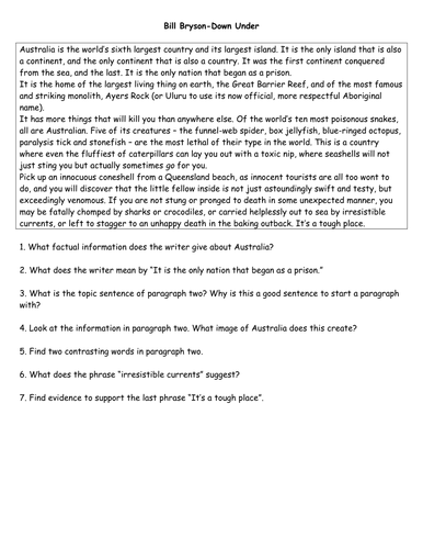 Reading comprehension on travel writing | Teaching Resources