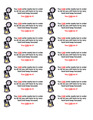 Sticker to encourage neat handwriting. | Teaching Resources