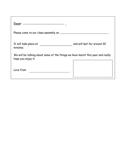 Class assembly invitation template by H4nn4hWW - Teaching Resources - TES