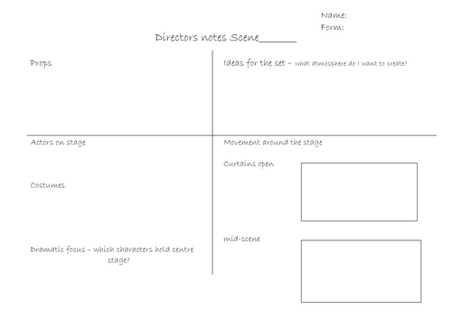 Macbeth - Directing the Scene - Planning | Teaching Resources