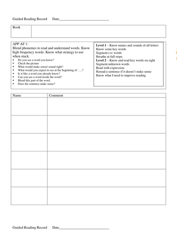 Guided Reading Assessment | Teaching Resources