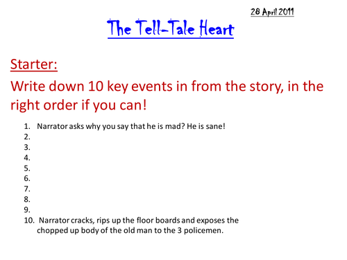 The Tell-Tale Heart Lesson 2 | Teaching Resources