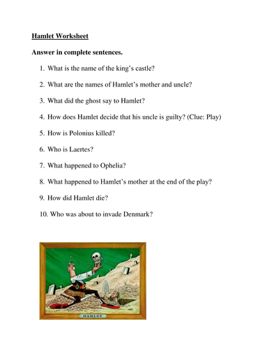 Hamlet - Questions for a wrap up | Teaching Resources