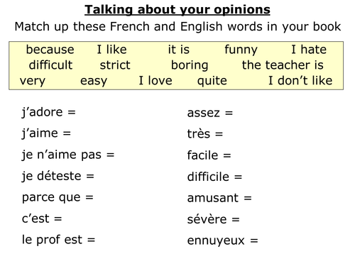 Writing tasks on opinions of school subjects | Teaching Resources