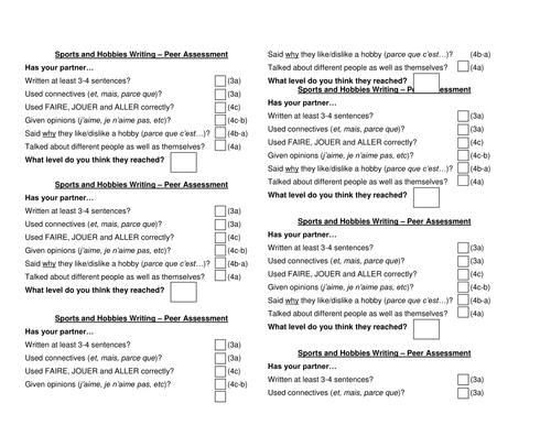 Level 3-4 reading & writing tasks - sports/hobbies | Teaching Resources