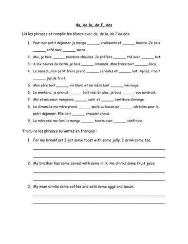 Le petit dejeuner | Teaching Resources