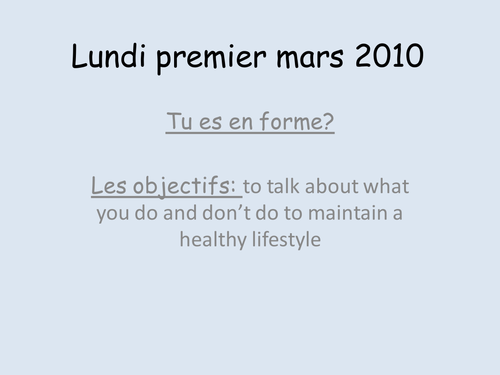 Es-tu en forme? | Teaching Resources