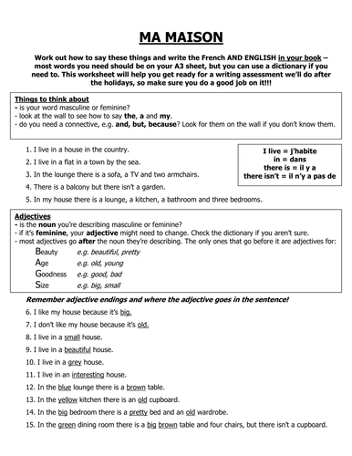 Sentences on house & home - writing skills | Teaching Resources