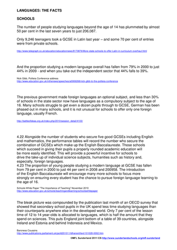 Languages: The Facts | Teaching Resources