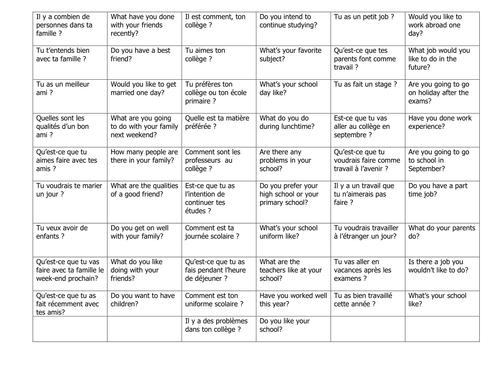 Question matching cards | Teaching Resources