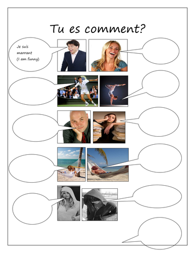 Tu es comment? Personalities in French | Teaching Resources
