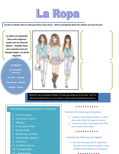 La ropa que tengo en mi armario | Teaching Resources
