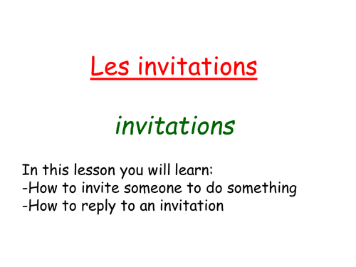 les invitations et les reponses | Teaching Resources