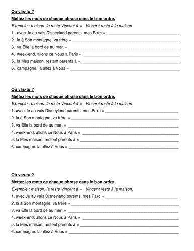 Ou vas-tu? | Teaching Resources