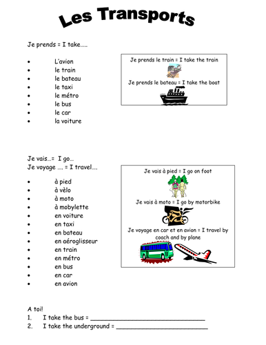 les Transports | Teaching Resources