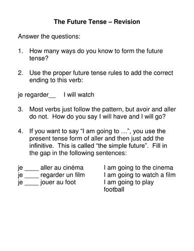 Future Tense - reviewing | Teaching Resources