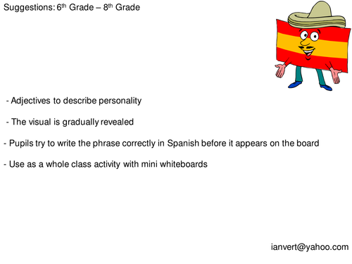 Spanish adjectives character - Pictionary | Teaching Resources
