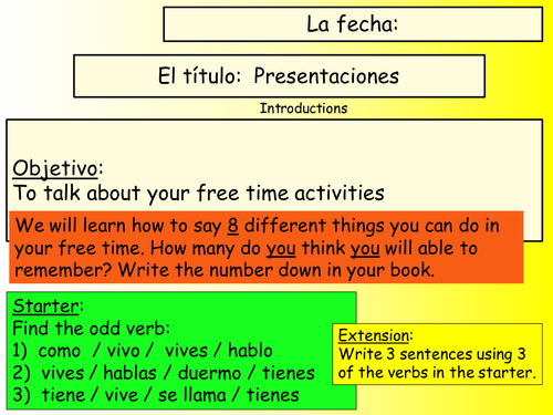 Presentaciones - free time activities | Teaching Resources