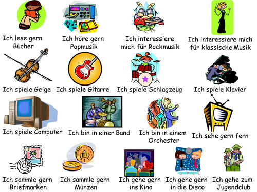 Hobbies with gern vocab handout | Teaching Resources