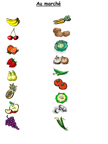 Au marche worksheet | Teaching Resources
