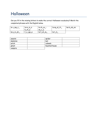 Halloween missing letters | Teaching Resources