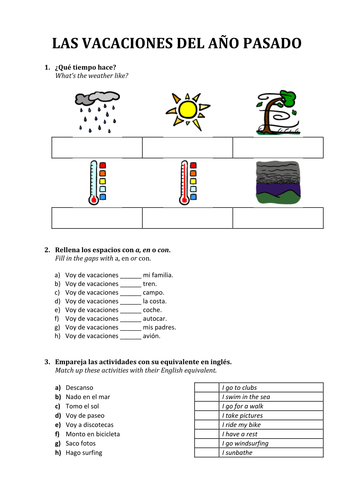 Las vacaciones del año pasado | Teaching Resources