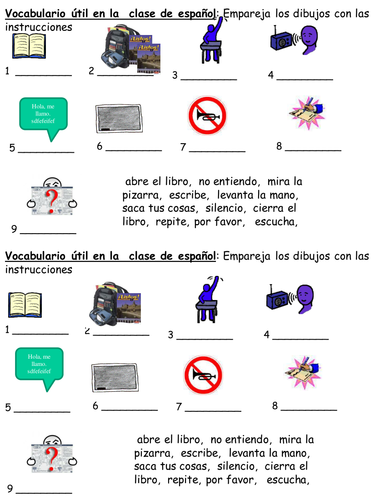 vocabulario básico para la clase de español | Teaching Resources