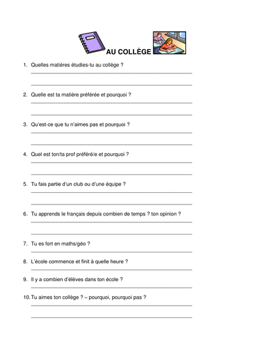 au collège | Teaching Resources