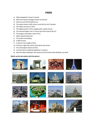 les monuments de Paris by anyholland - Teaching Resources - TES