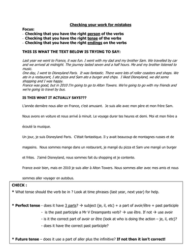 Improving writing - checking verbs | Teaching Resources