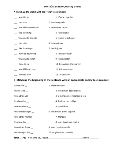 infinitives & daily routine Tests in French | Teaching Resources