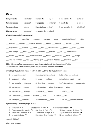 de partitive article in French | Teaching Resources