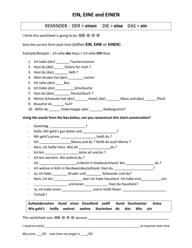 ein; eine and einen (accusative in German) | Teaching Resources