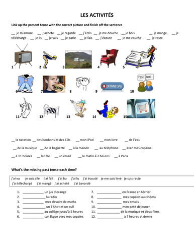 Hobbies & activities in French | Teaching Resources