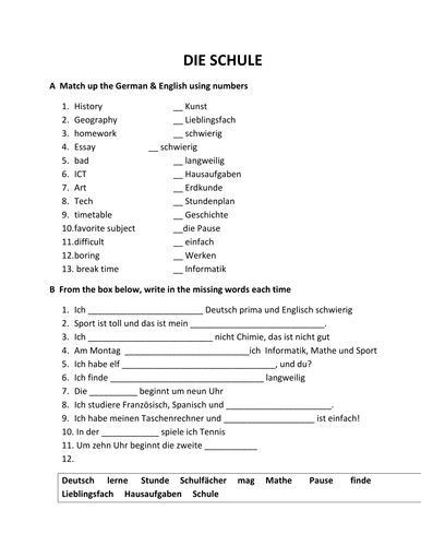 School test German | Teaching Resources