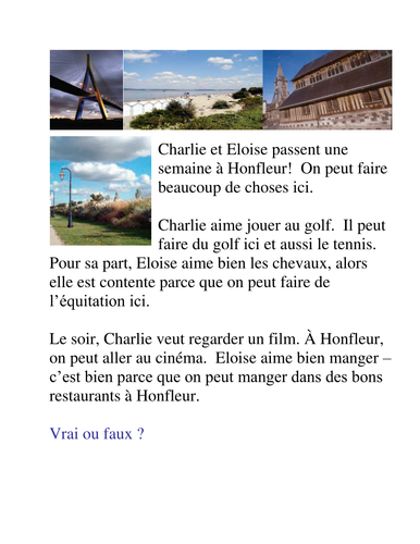 On peut (introduction to pouvoir) - reading exercie | Teaching Resources