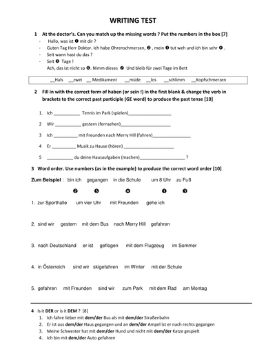 German grammar test | Teaching Resources