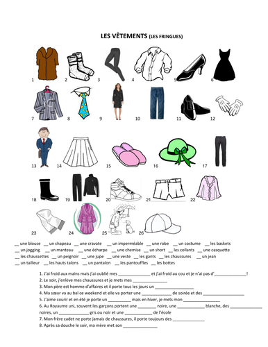 LES VÊTEMENTS clothes in French | Teaching Resources
