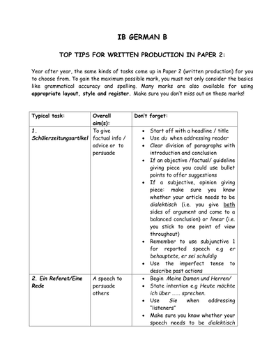 German - 2 Top Tips | Teaching Resources
