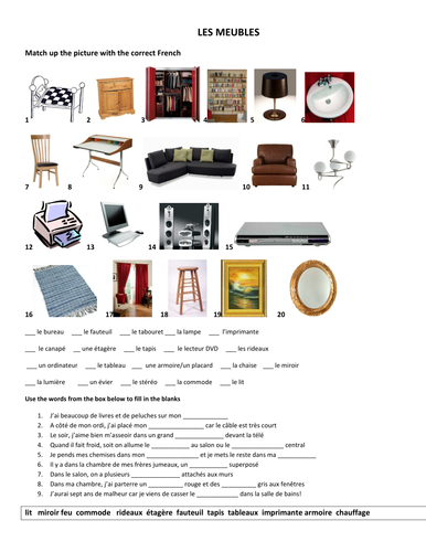 les meubles en français | Teaching Resources