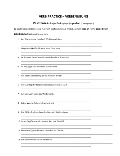 Perfect; Imperfect & Future practice in German | Teaching Resources