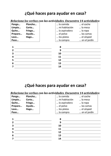¿Cómo ayudas en casa? | Teaching Resources